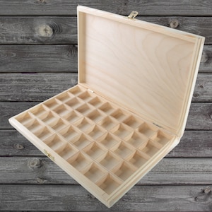 Wooden Gemstone Display Storage Case | 40 Sections Shallow Presentation ...