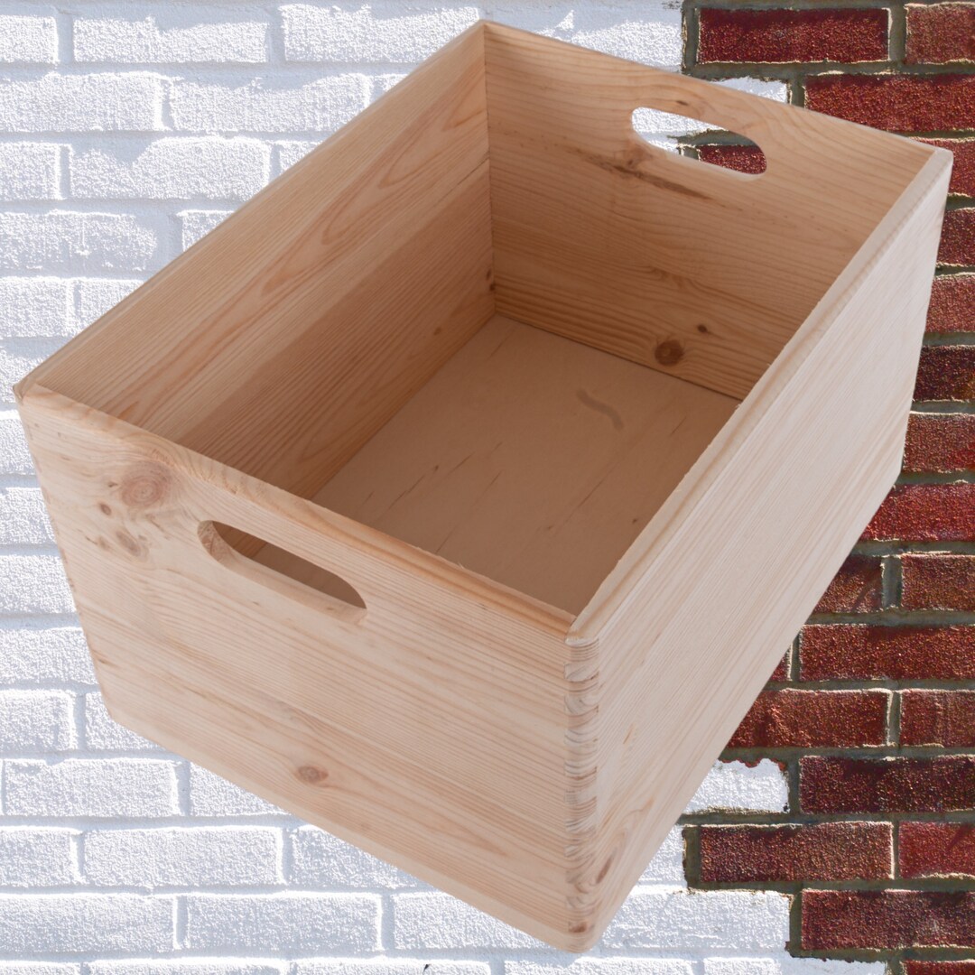 Large Deep Plain Wooden Storage Crate Box | Non-lidded Container ...