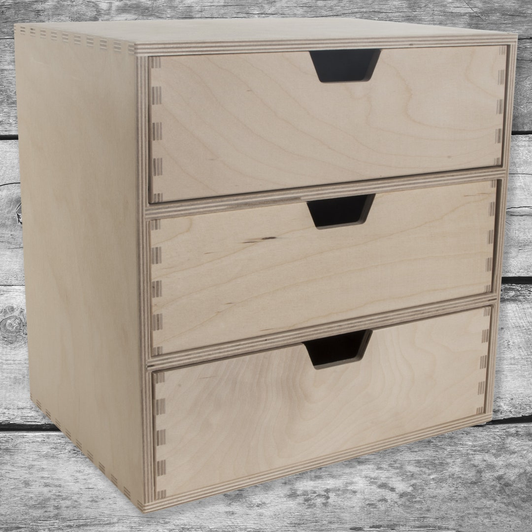Wooden Mini Chest of 3 Drawers Desktop Organiser | Cupboard Cabinet ...