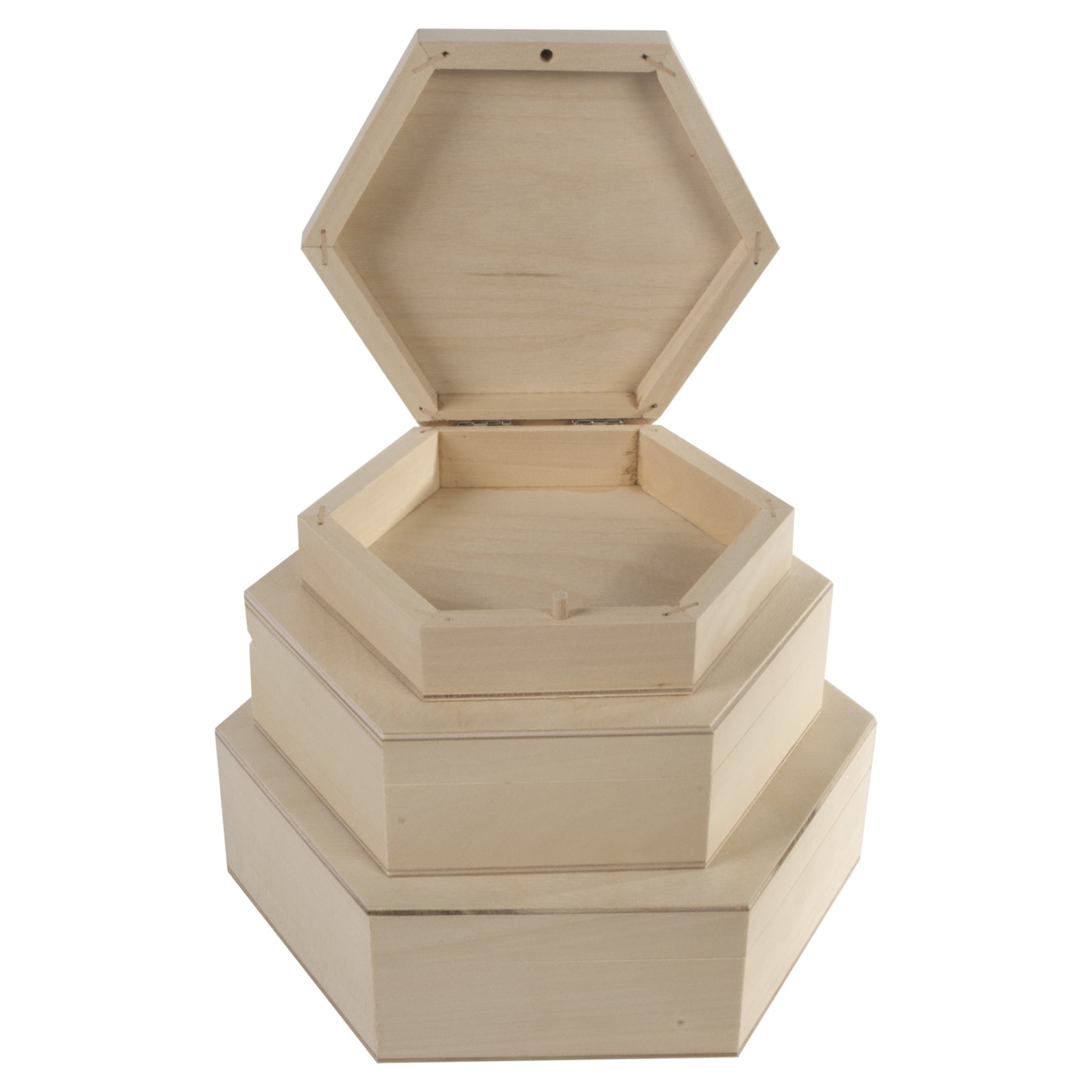 Hexagonal Blank Wooden Boxes | Choice of Sizes | Hinged Lid | Craft ...