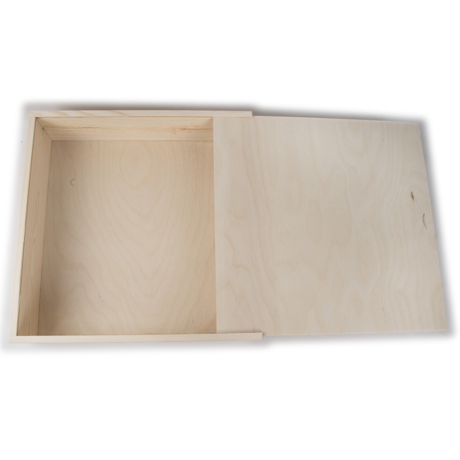 Unpainted Square Shallow Decorative Wooden Box With Sliding Lid 35.5 X ...