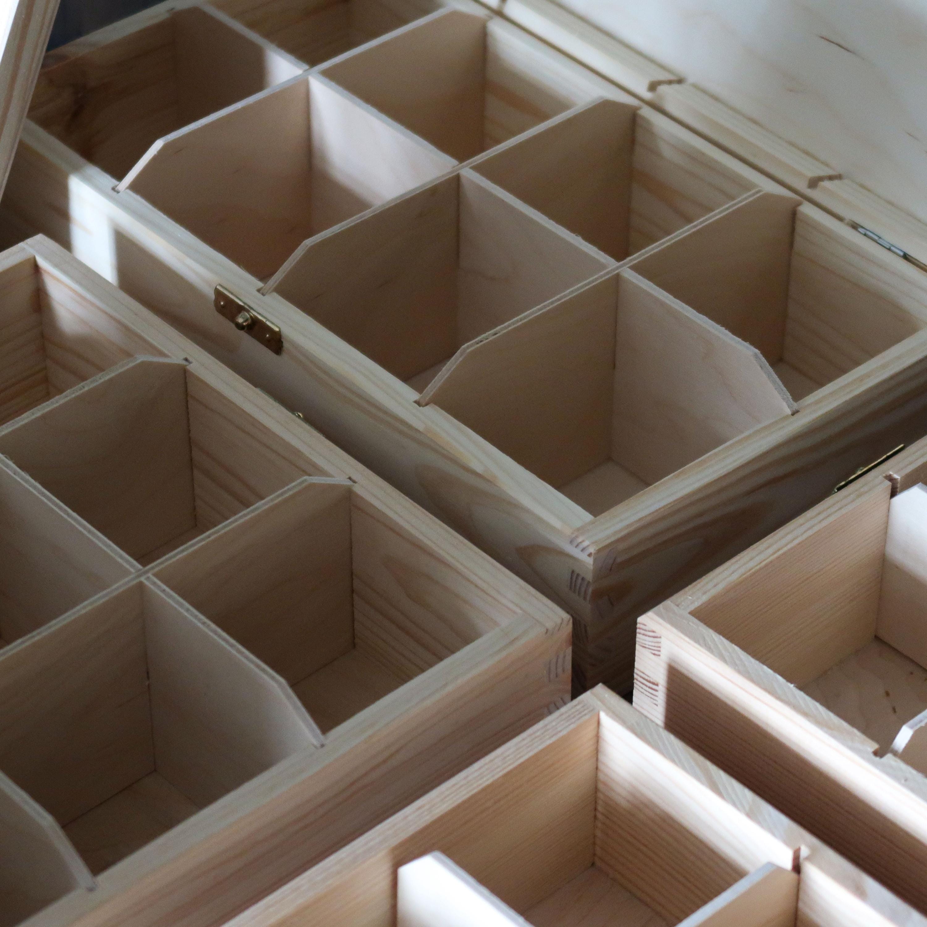 Wooden 12 Compartments Box With Lid | Tea Jewellery Trinket Keepsake ...