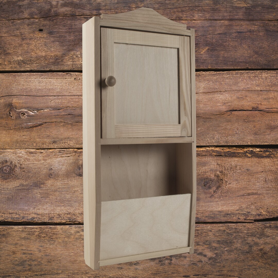 Wooden Key Cabinet With 5 Hooks & Letter Holder | Wall Mounted Box Key ...
