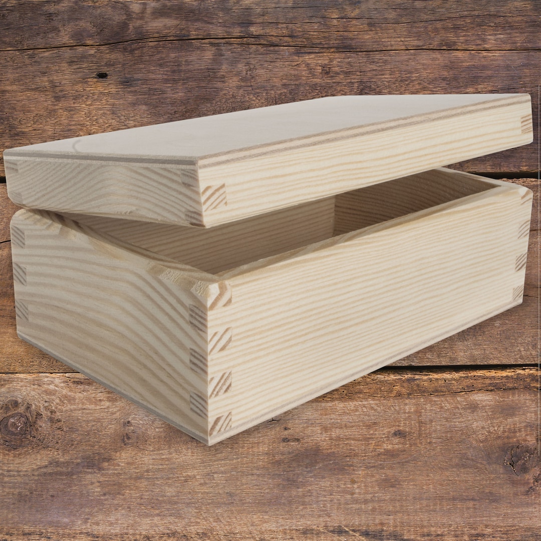 Small Rectangular Plain Wooden Box With Lid | 14.5x9x6 Cm | Keepsake ...