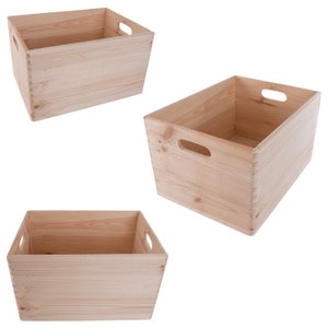 Large Deep Plain Wooden Storage Crate Box | Non-lidded Container ...