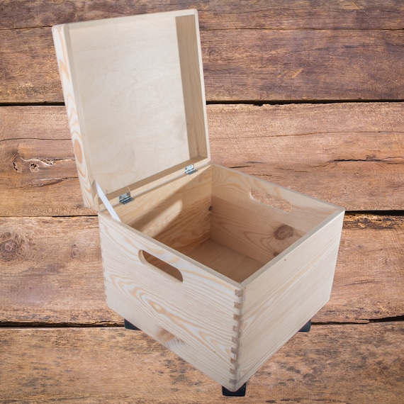 Cube Deep Wooden Storage Box With Cut out Handles Wheels Square Toy Box Crate Chest Trunk Container Decorative Paintable Blank Pine Etsy UK