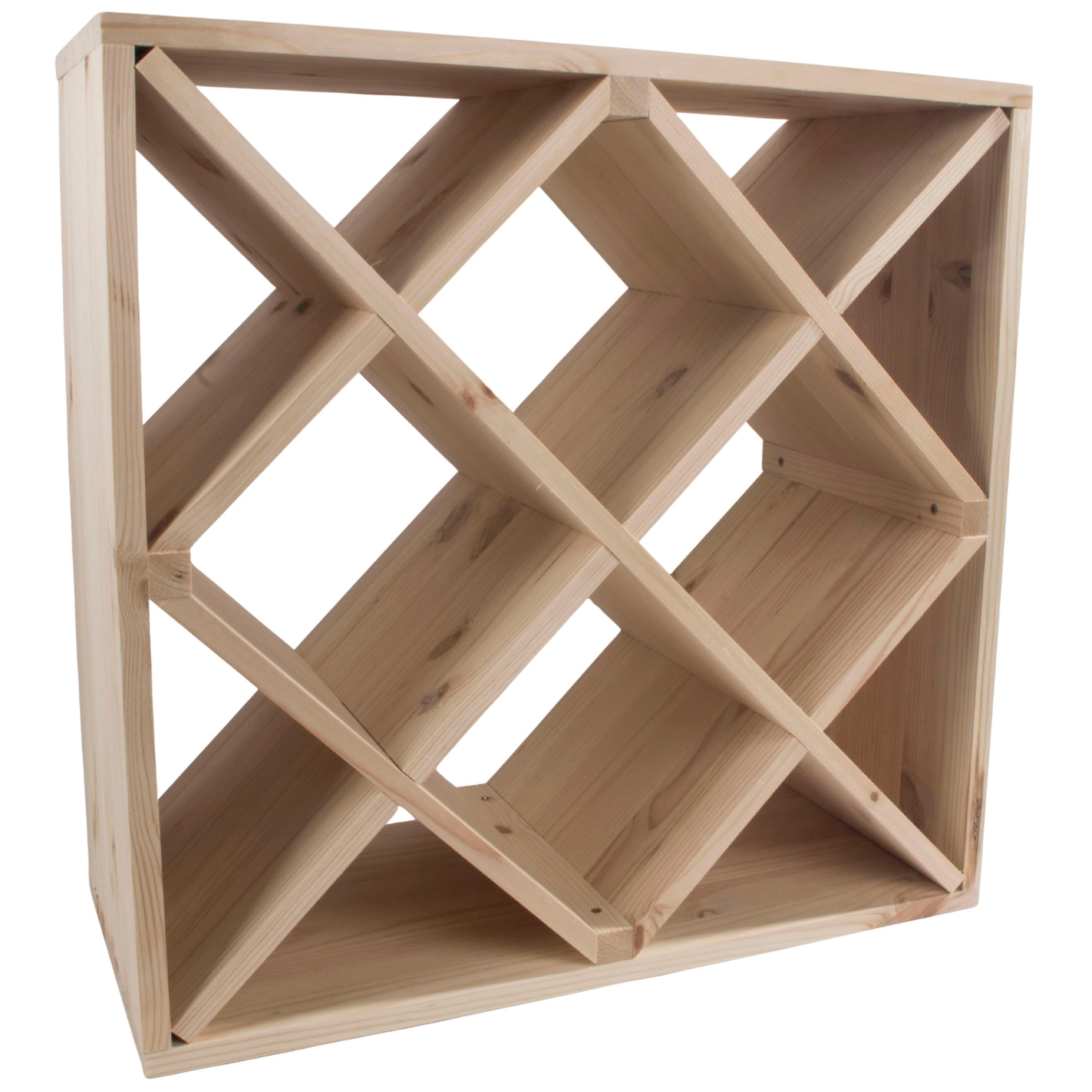 Square Wooden 24 Bottle Wine Rack | 52 X 25 X 52 Cm | Floor Standing ...
