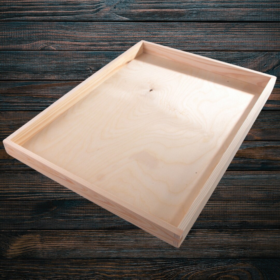 Extra Large Wooden Shallow Tray | 45x35x3 Cm | Countertop Display ...