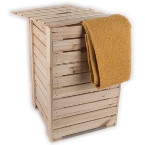 Plain Pinewood Wooden Laundry Bin Basket Storage Box Organiser | Square ...