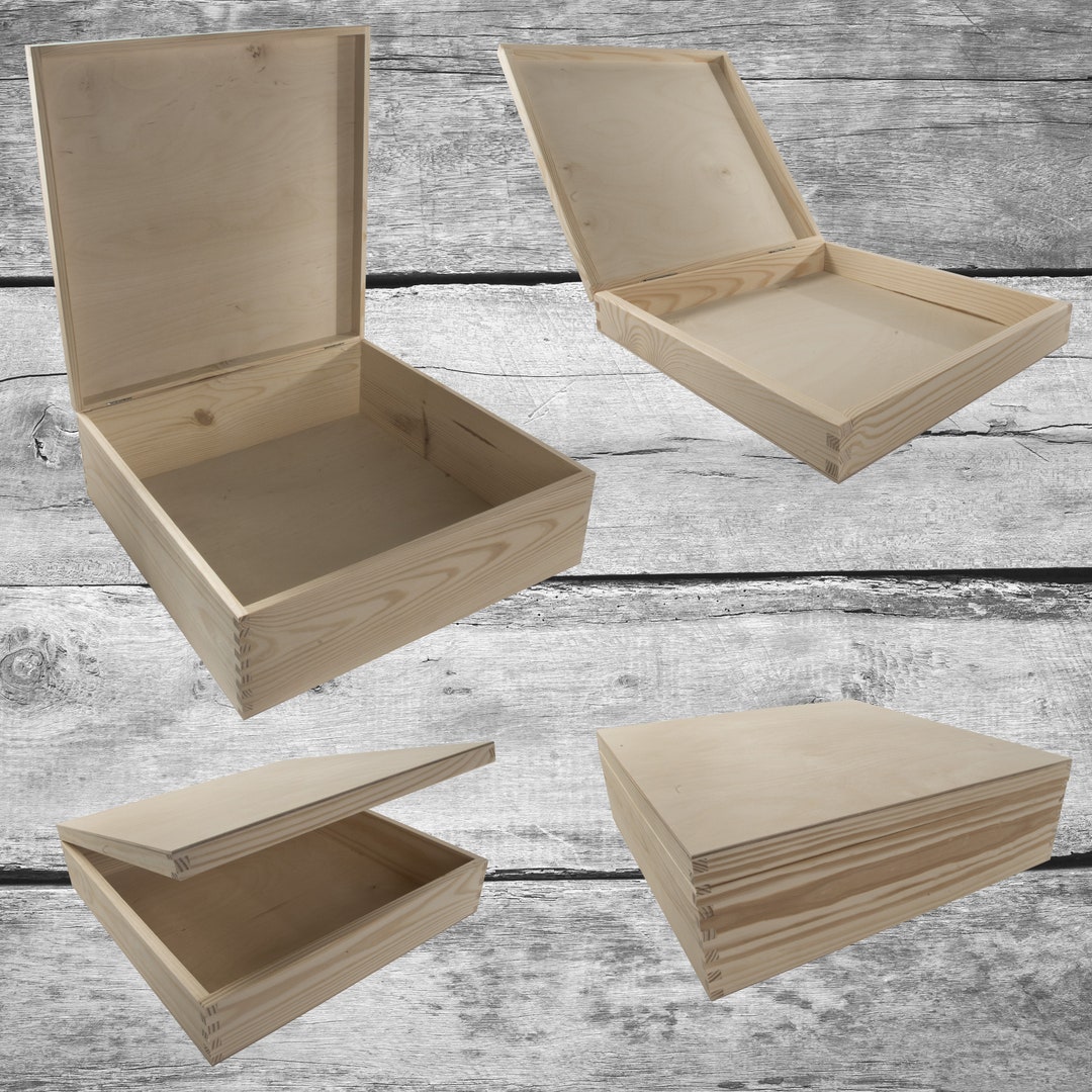 Square Wooden Blank Boxes | Choice of Sizes | Hinged Lid | Craft ...