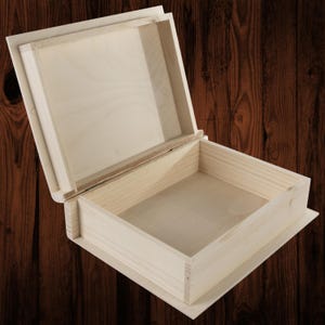 Wooden Book Shaped Box | Trinket Keepsake Bookcase Accessories Memory ...