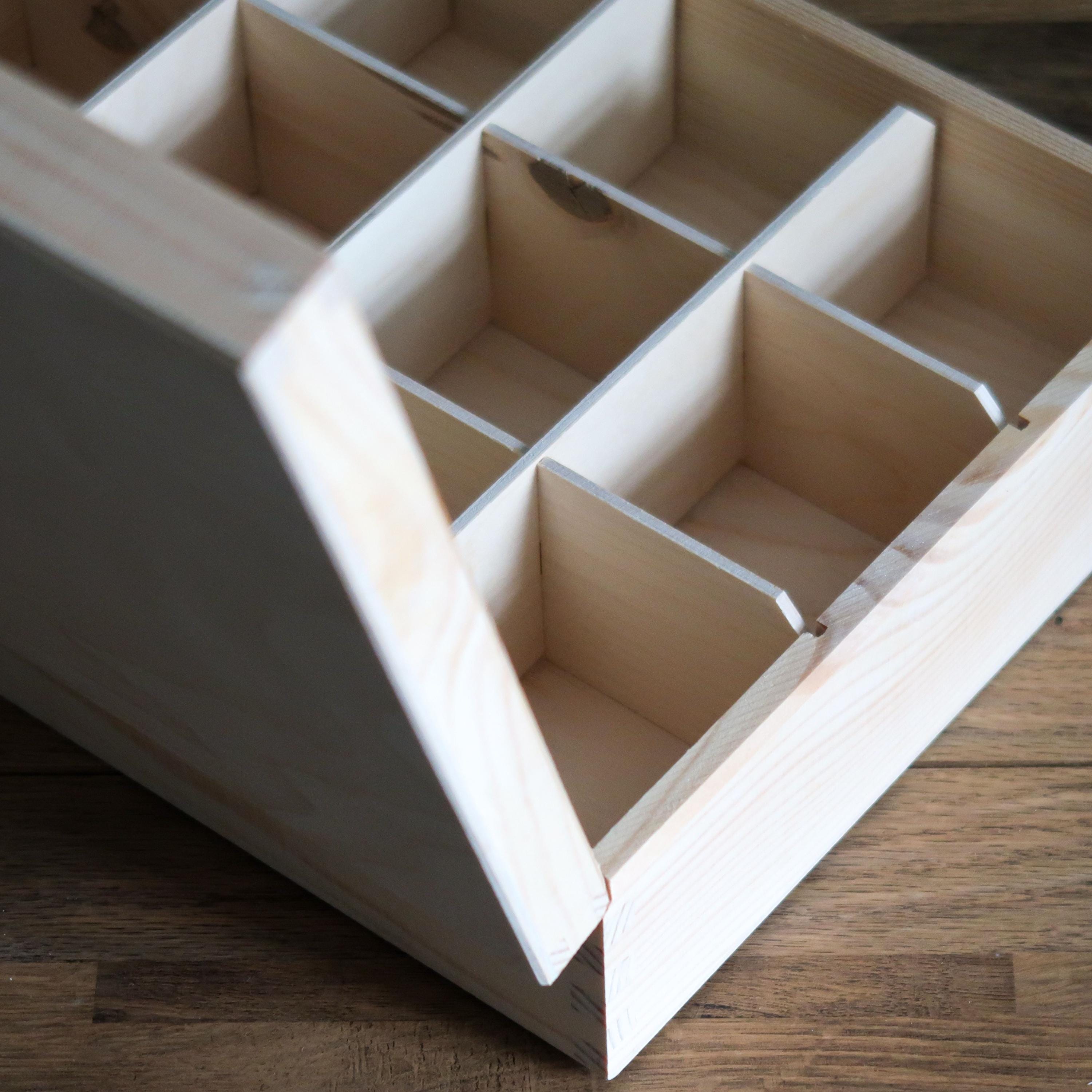 Wooden 12 Compartments Box With Lid | Tea Jewellery Trinket Keepsake ...