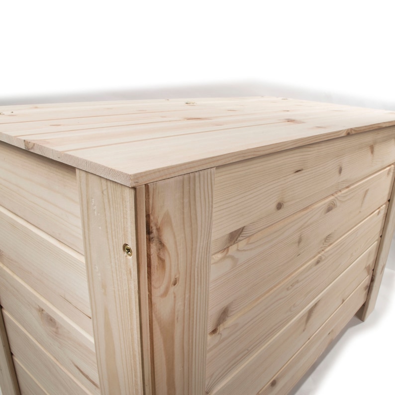 Large Wooden Decorative Storage Chest Bedding Trunk With Hinged Lid ...