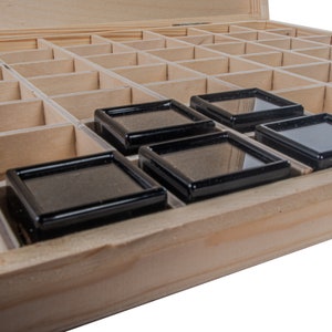 Gemstone Display Storage Case | 70 Sections Wooden Shallow Presentation ...