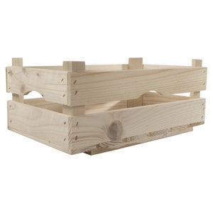 Plain Wooden Crate | Slatted Storage Box Presentation Display Apple ...