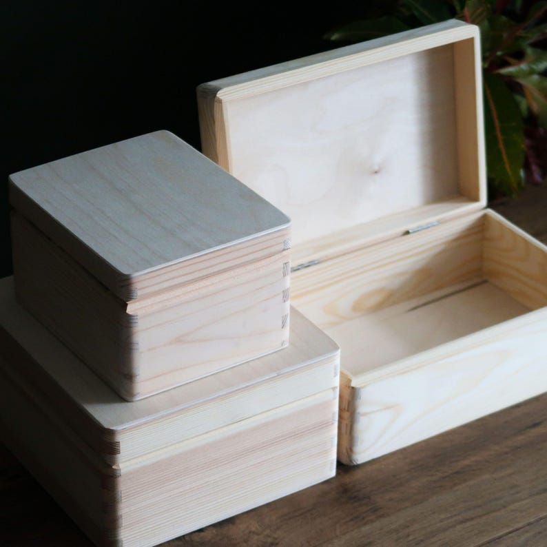 Decorative Wooden Storage Boxes With Lid | 2 Sizes | Lipped Rabbet ...