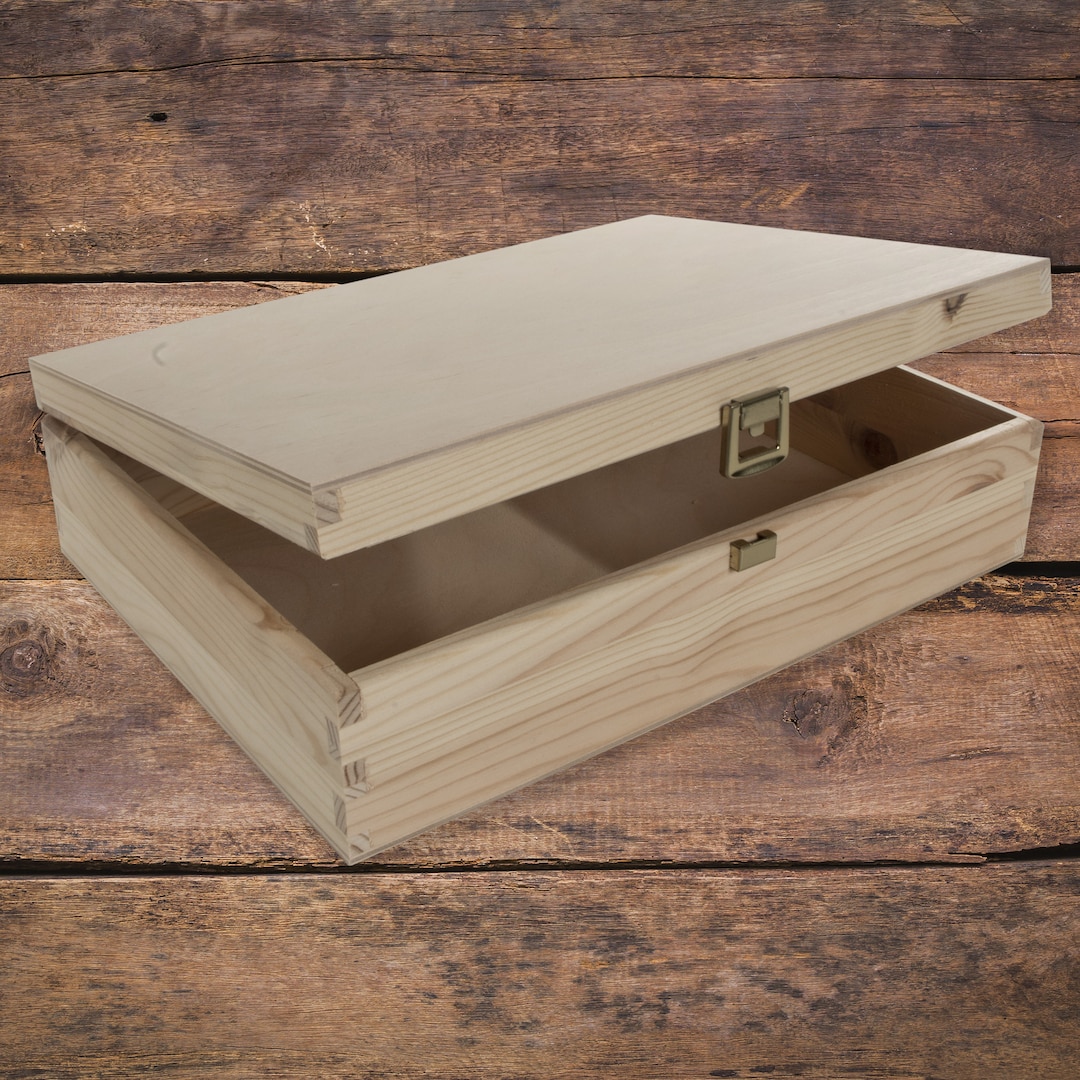 Natural Wood Storage Box | 29 X 22.5 X 8.5 Cm | Entirely Pine Base ...