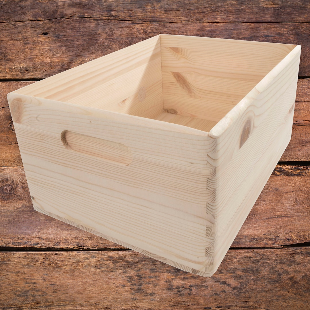Large Plain Wooden Open Box | 33x25x15 Cm | Natural Pine Display ...