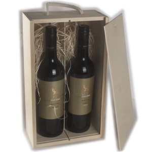 Wooden Wine Box With Sliding Lid | Wine Case Crate | Pre Filled With ...