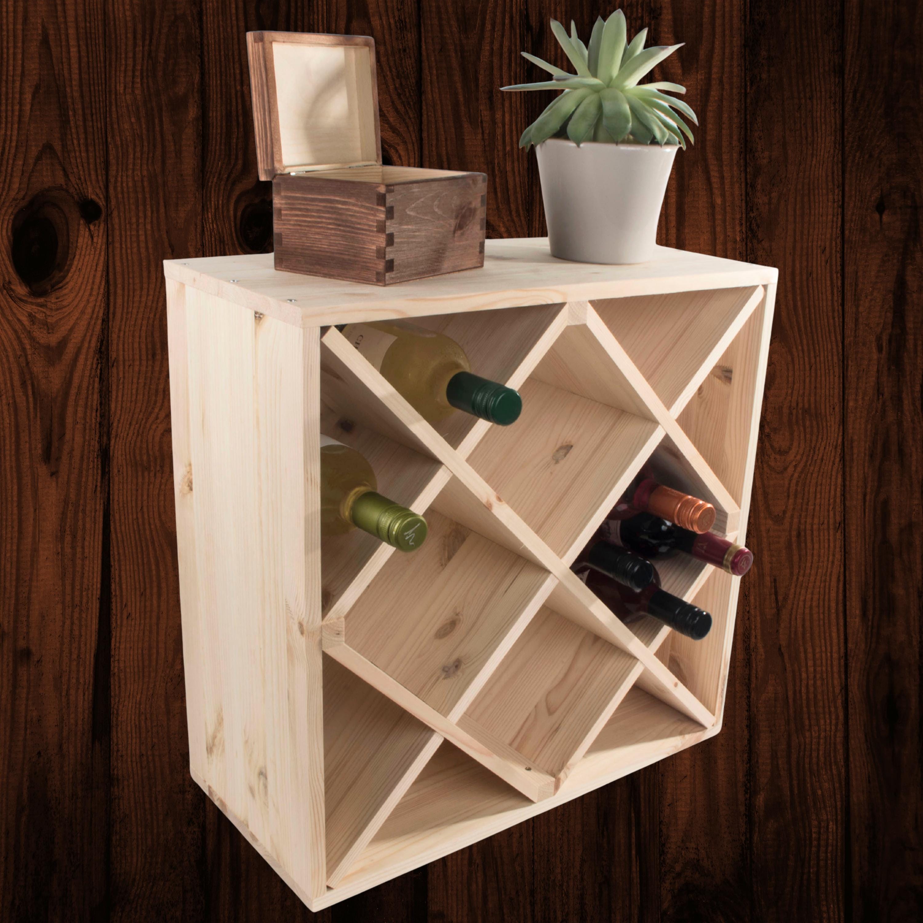 Square Wooden 24 Bottle Wine Rack | 52 X 25 X 52 Cm | Floor Standing ...
