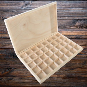 Wooden Gemstone Display Storage Case | 40 Sections Shallow Presentation ...