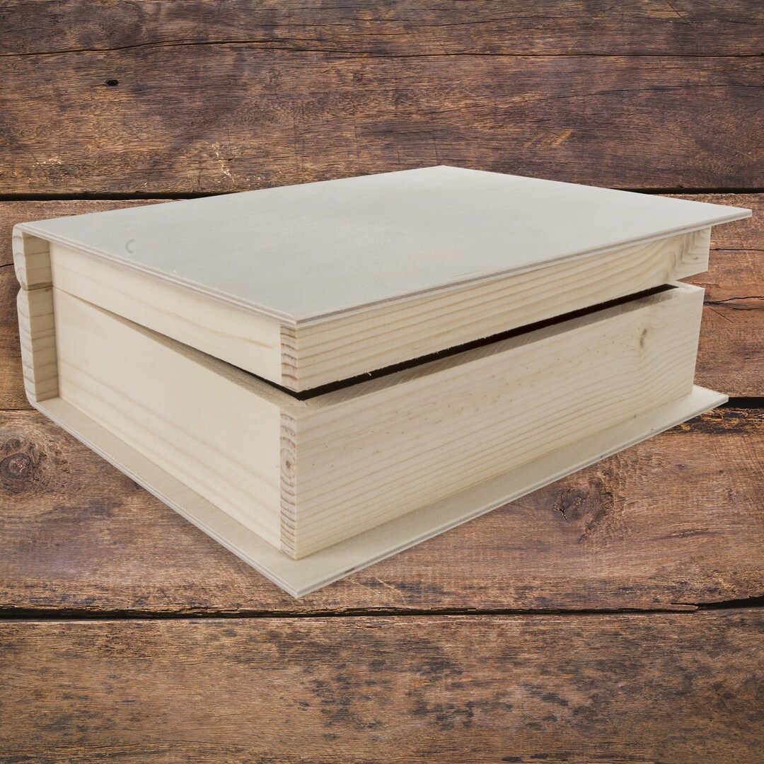 Wooden Book Shaped Box | Trinket Keepsake Bookcase Accessories Memory ...