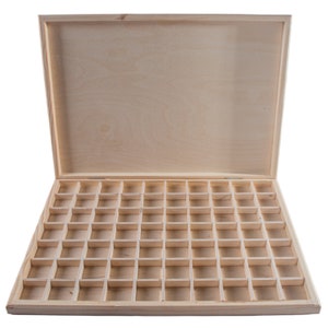 Gemstone Display Storage Case | 70 Sections Wooden Shallow Presentation ...