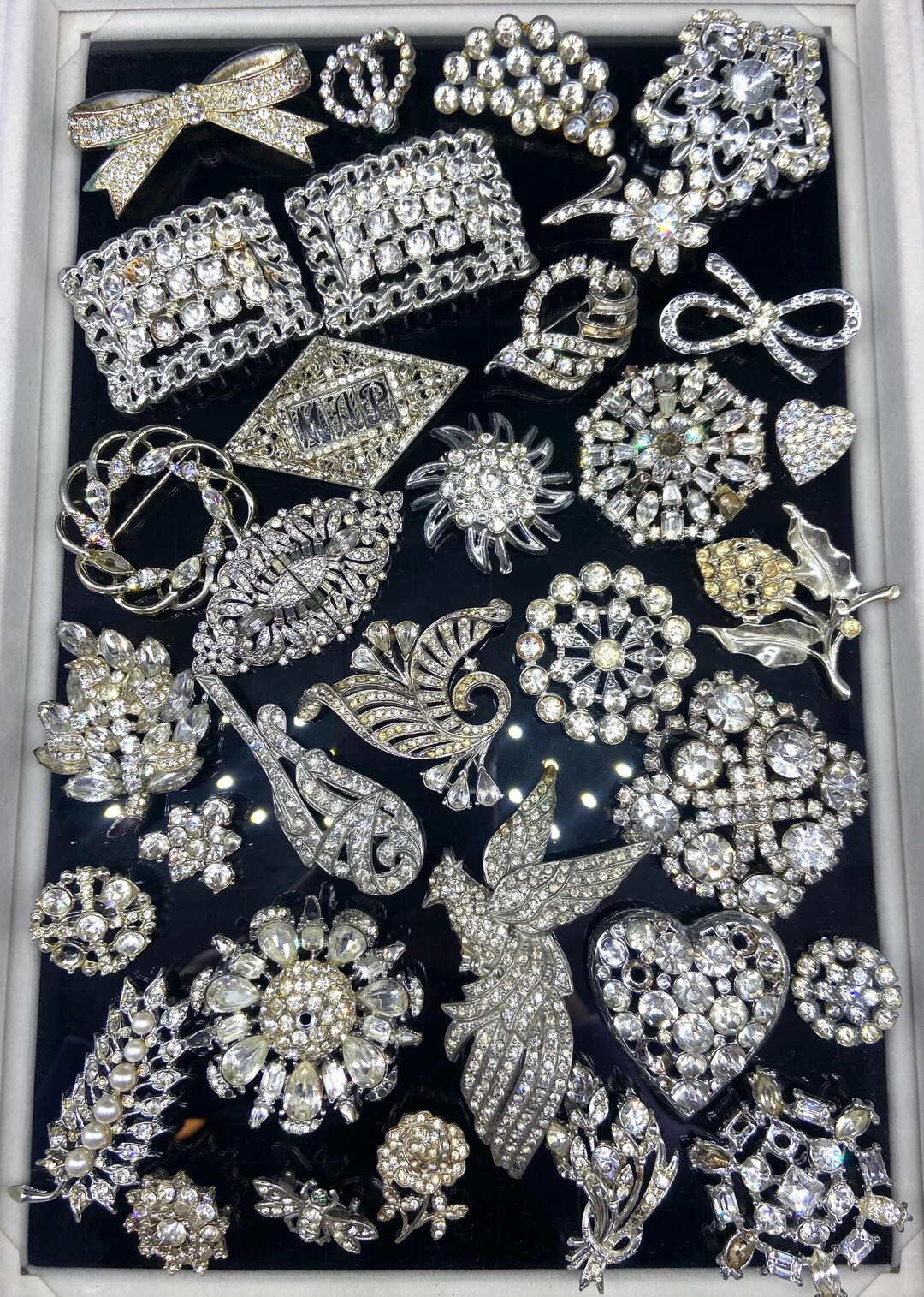 VINTAGE Broken Clear Rhinestone Costume Jewelry Lot Rhinestones Repair ...