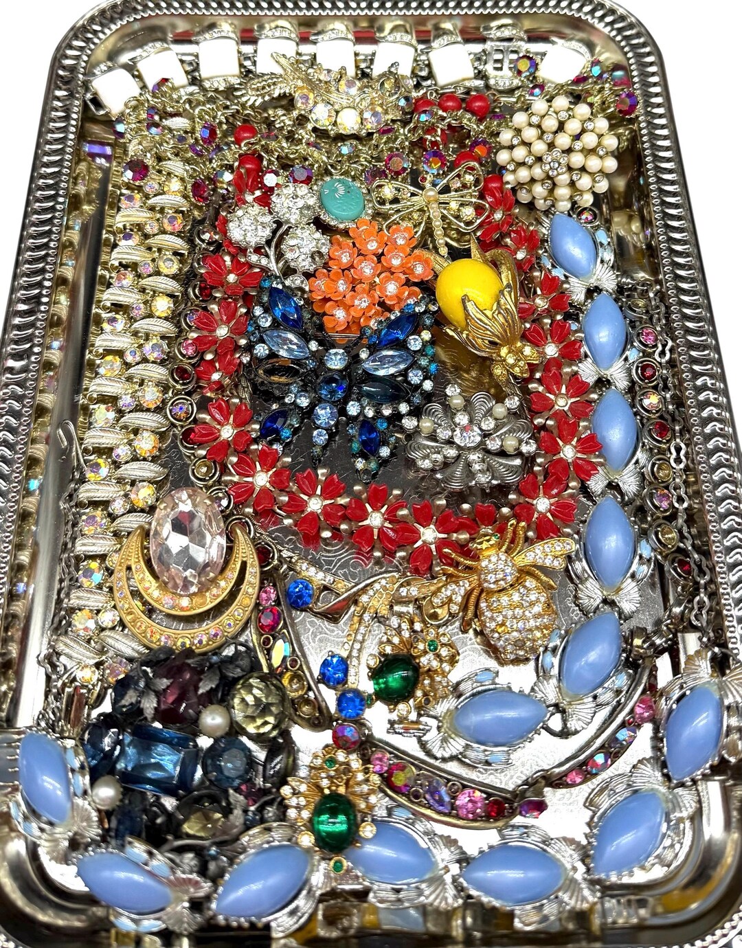 VINTAGE Broken Rhinestone Costume Jewelry Lot Rhinestones Upcycle ...