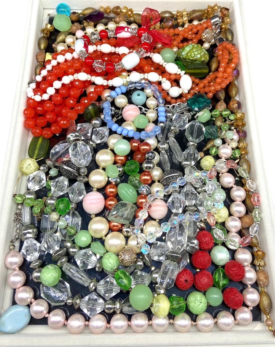 Junk Broken Beaded Costume Jewelry Lot Crafts Repurpose Repair LB ...
