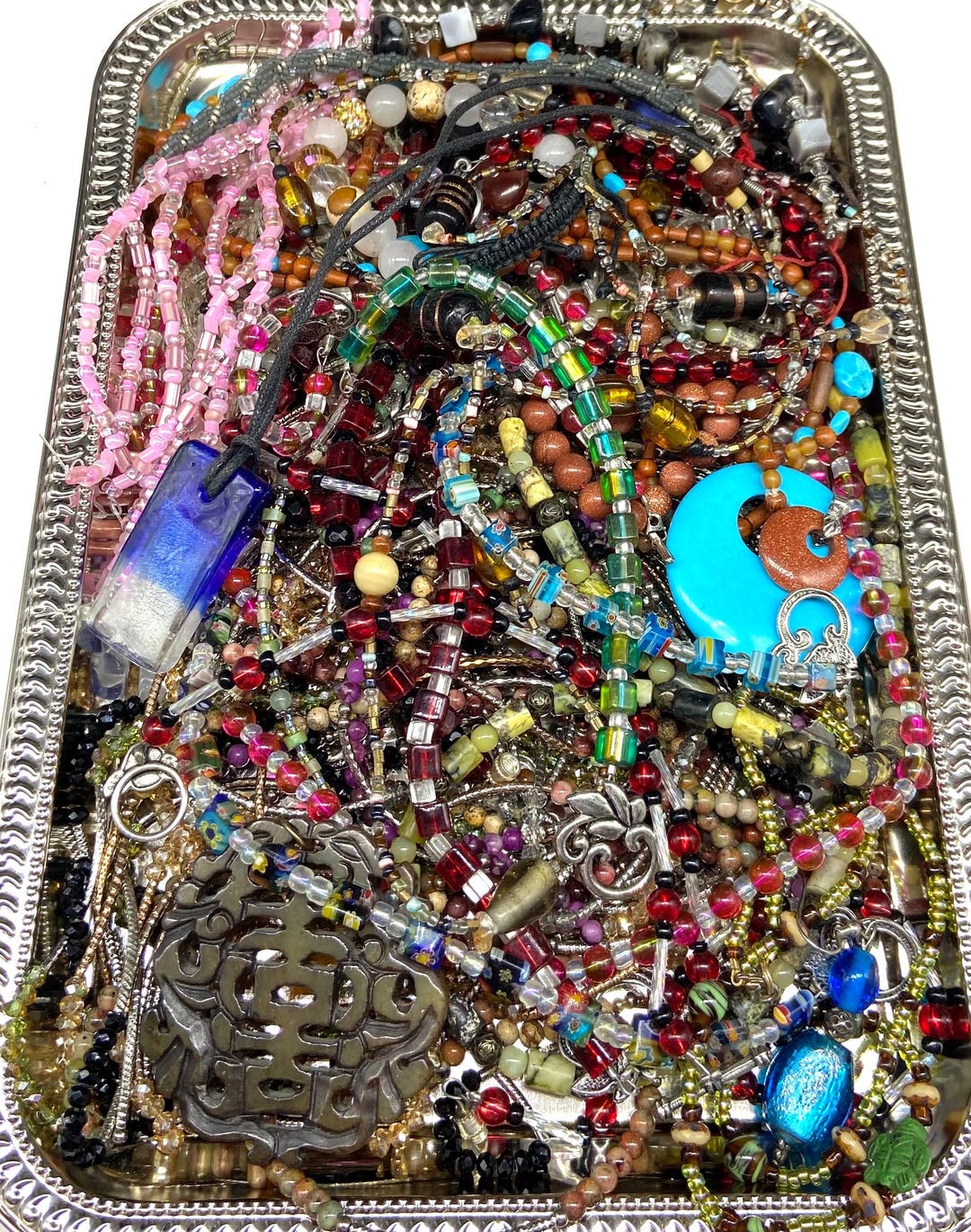 Art Glass Crystal Stone Beaded Broken Jewelry Lot Craft Beads Upcycle ...