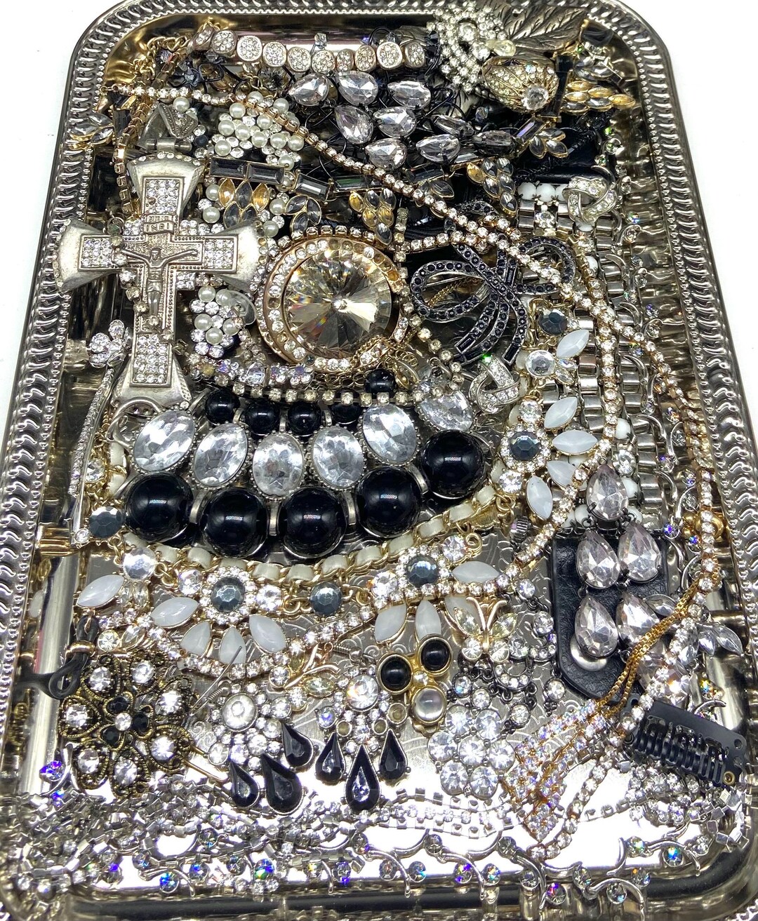 Broken Rhinestone Bling Jewelry Lot Craft Rhinestones Upcycle Repair ...