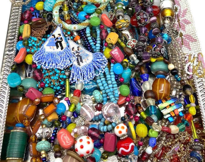 Glass Stone Beads Beaded Broken Jewelry Lot: Upcycle Craft DIY Supply ...