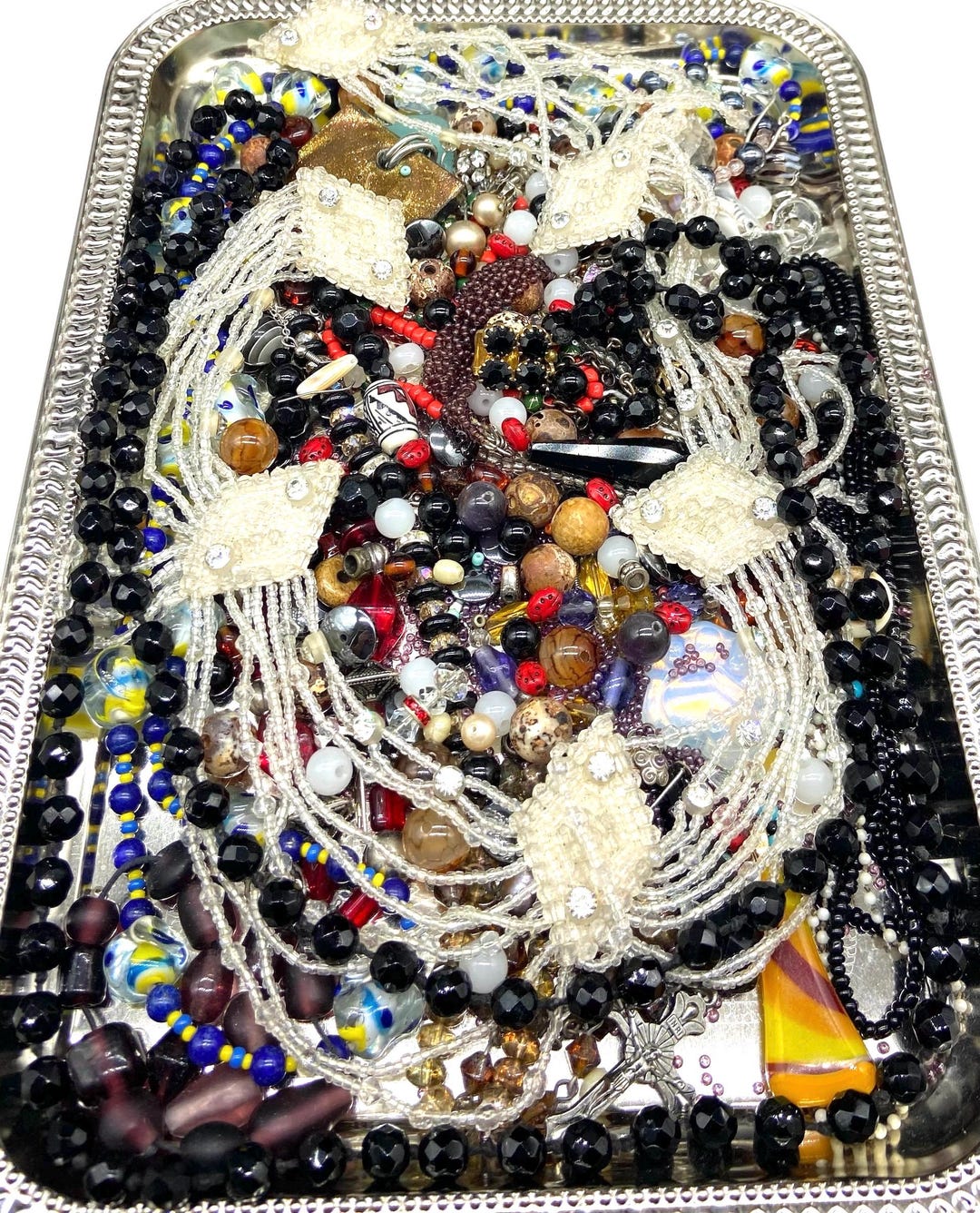 Vintage Glass Beads Beaded Broken Costume Jewelry Lot Craft Beads ...
