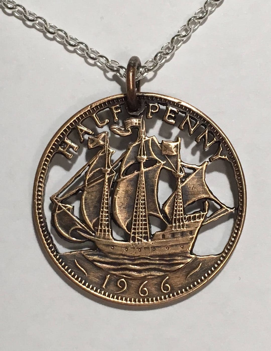 Half Penny Ship Pendant - Etsy