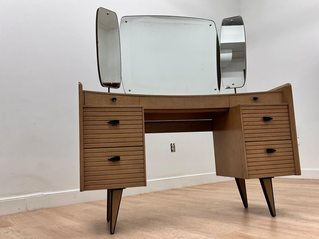 Mid Century Triple Mirror Vanity by Harris Lebus - Etsy