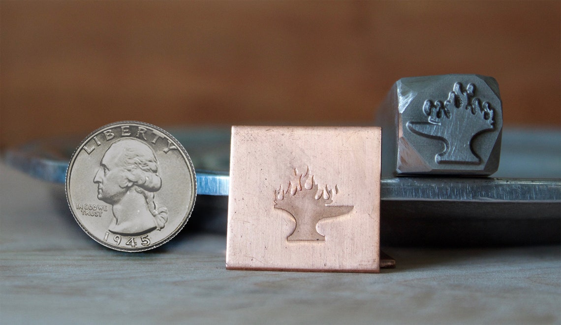 Flaming Anvil Metal Hand Stamp for Blacksmith Leather | Etsy