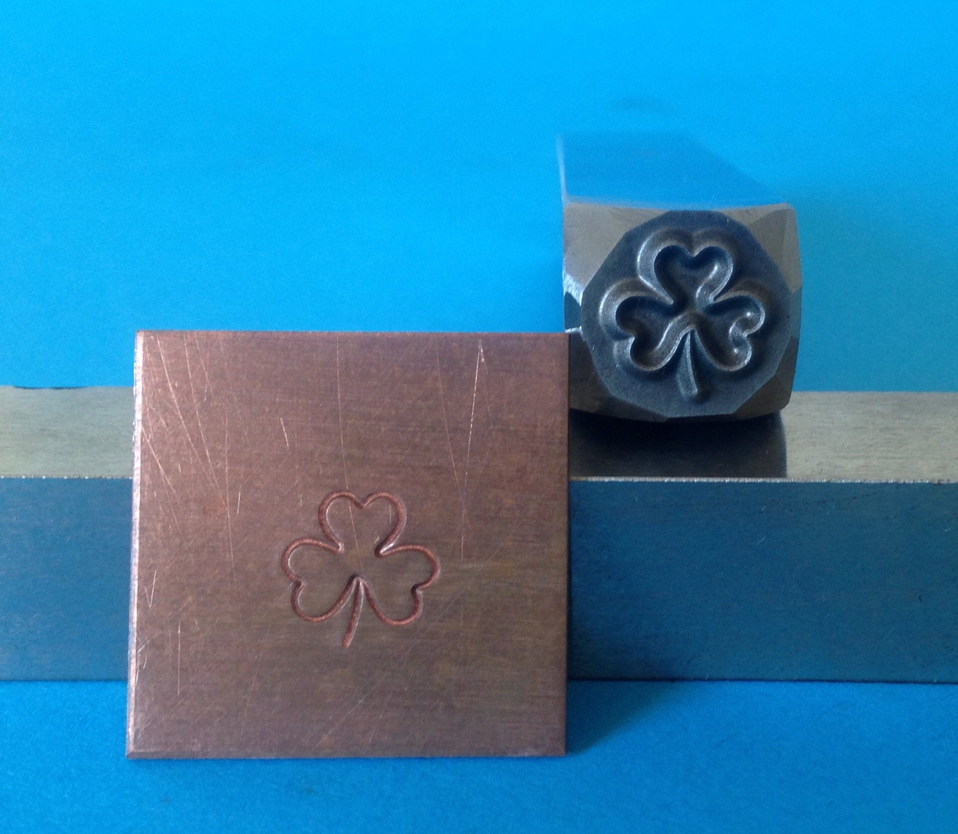 Outlined Clover Leaf Metal Hand Stamp for Blacksmith Jewelry - Etsy