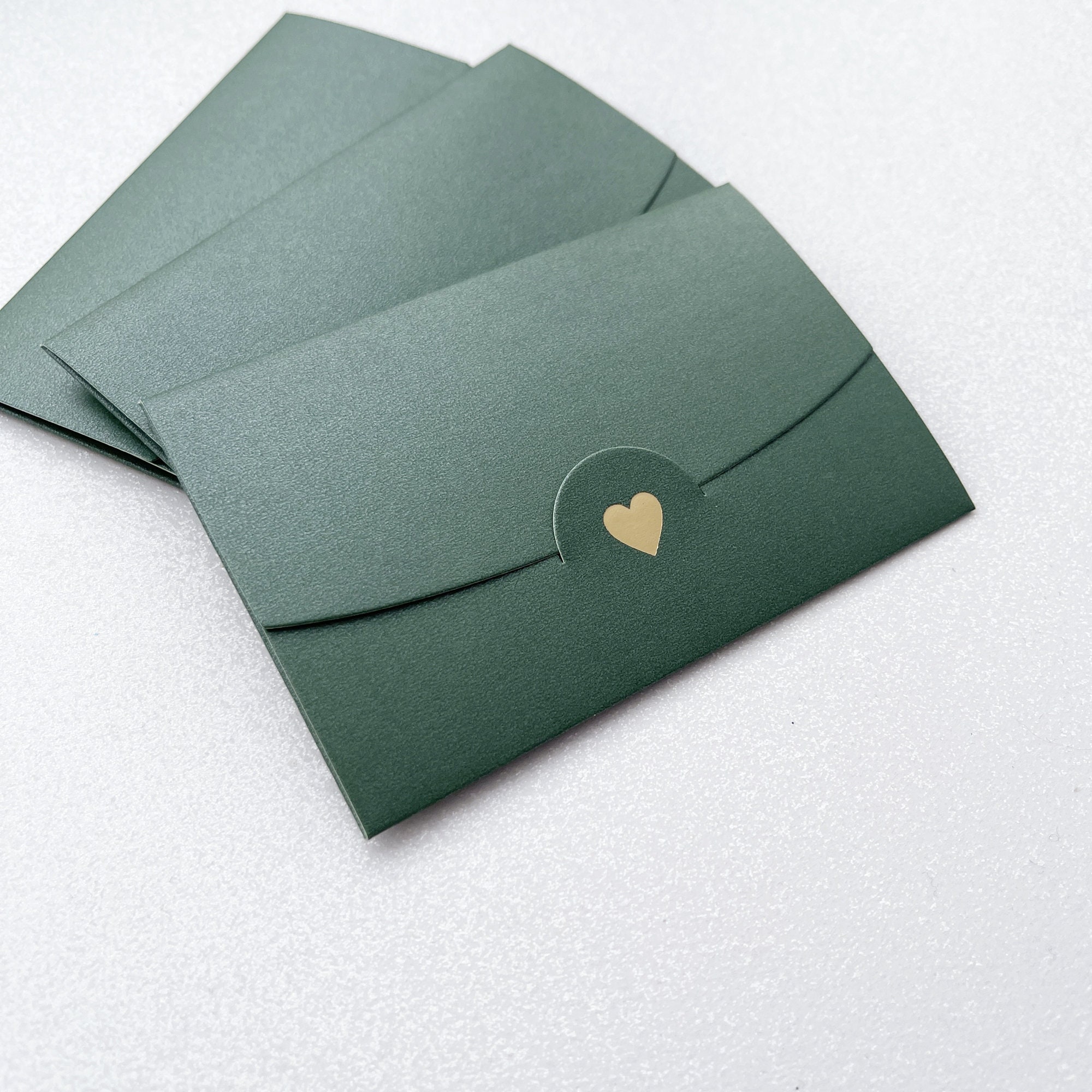 Green & Gold Tiny Cute Message Envelopes, Message Pouch, Mini Green ...