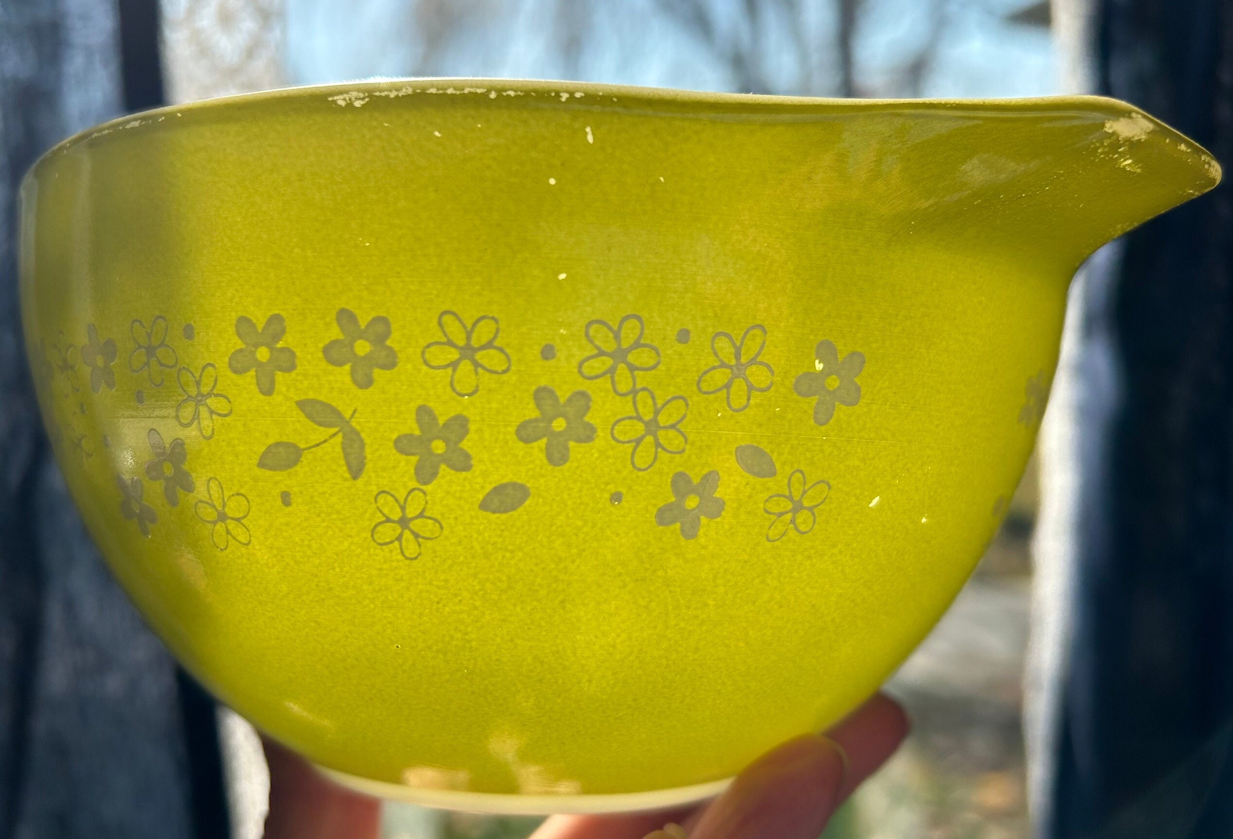 Vintage Pyrex Spring Blossom Green Cinderella Bowl Set - 1979 Redesign ...