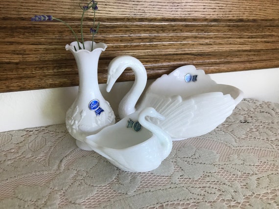 Vintage Imperial Milk Glass Set With Original Stickers 6 Etsy