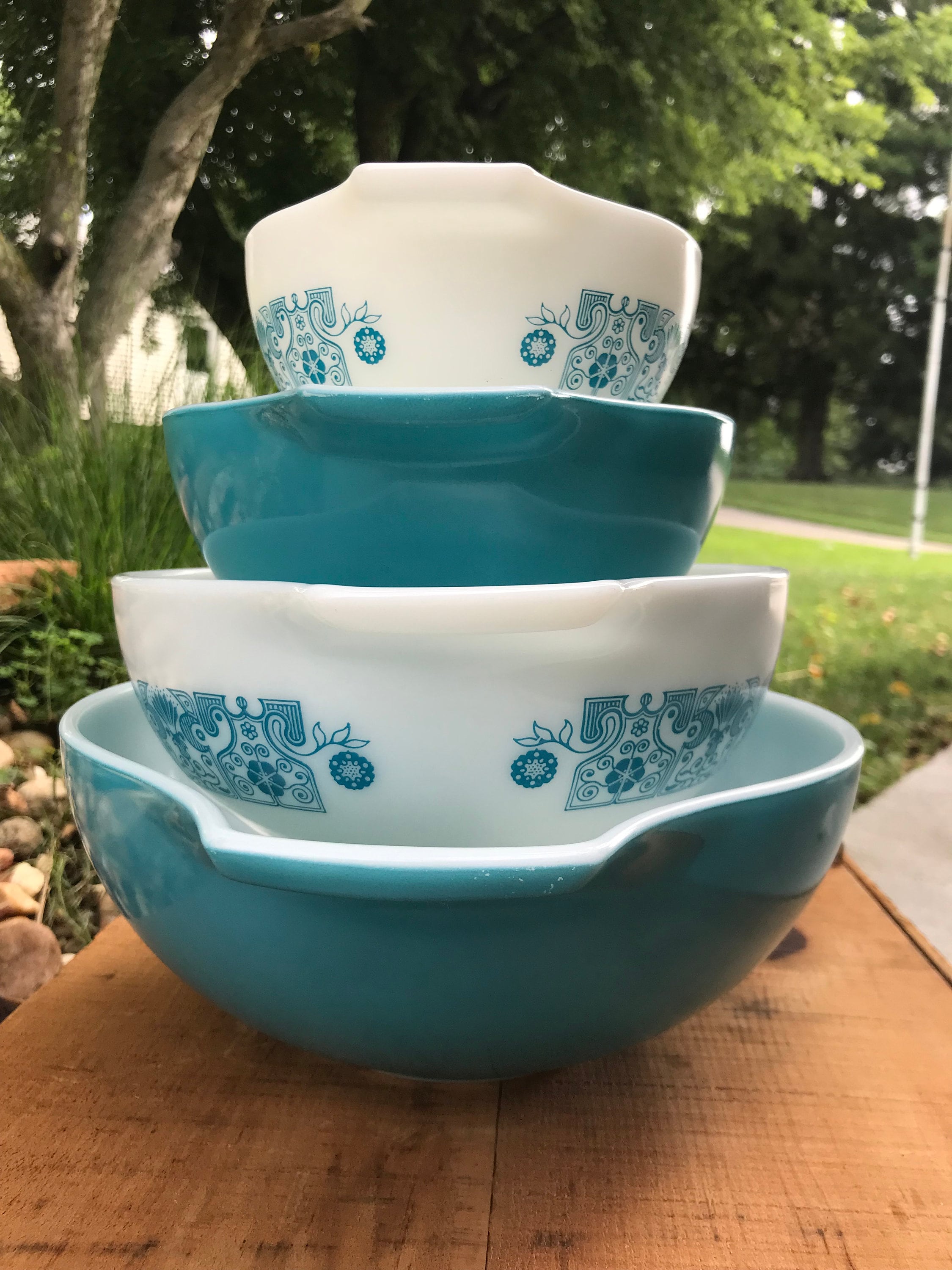 Vintage Pyrex HORIZON BLUE Full Cinderella Bowl Set Country - Etsy