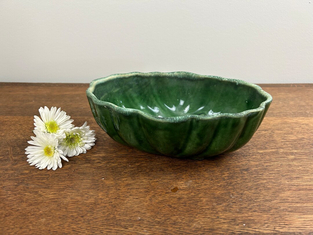 Vintage Cookson USA #603 Green Glaze Scallop Design Pottery Planter - Etsy