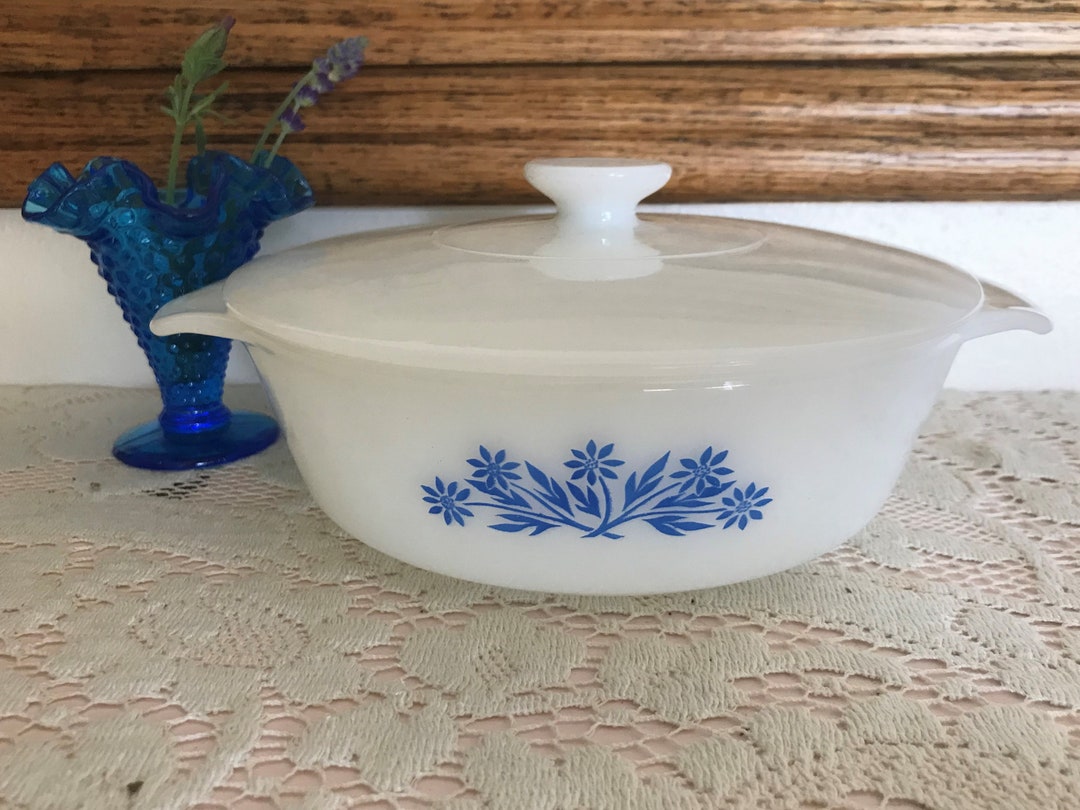 Vintage Fire King Blue Cornflower Casserole Dish With Lid - Etsy