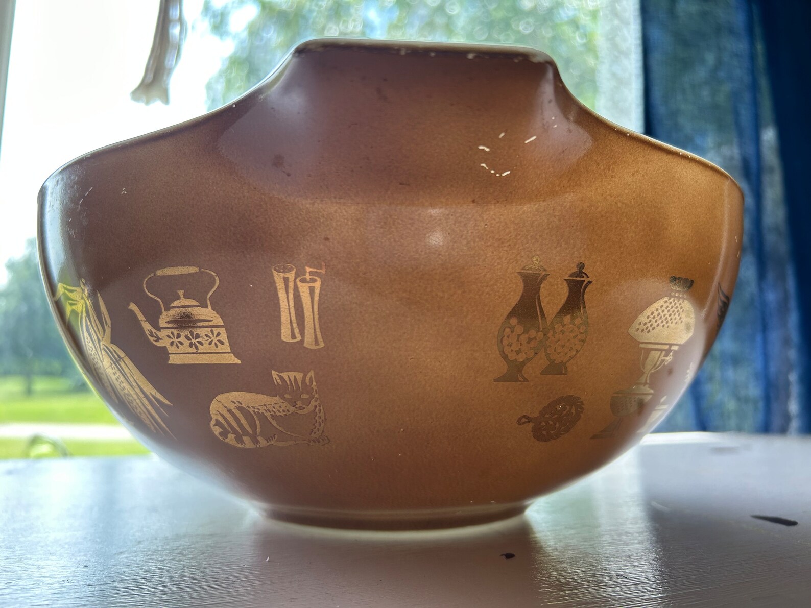 Vintage Pyrex 22K Gold on Brown early American 444 - Etsy