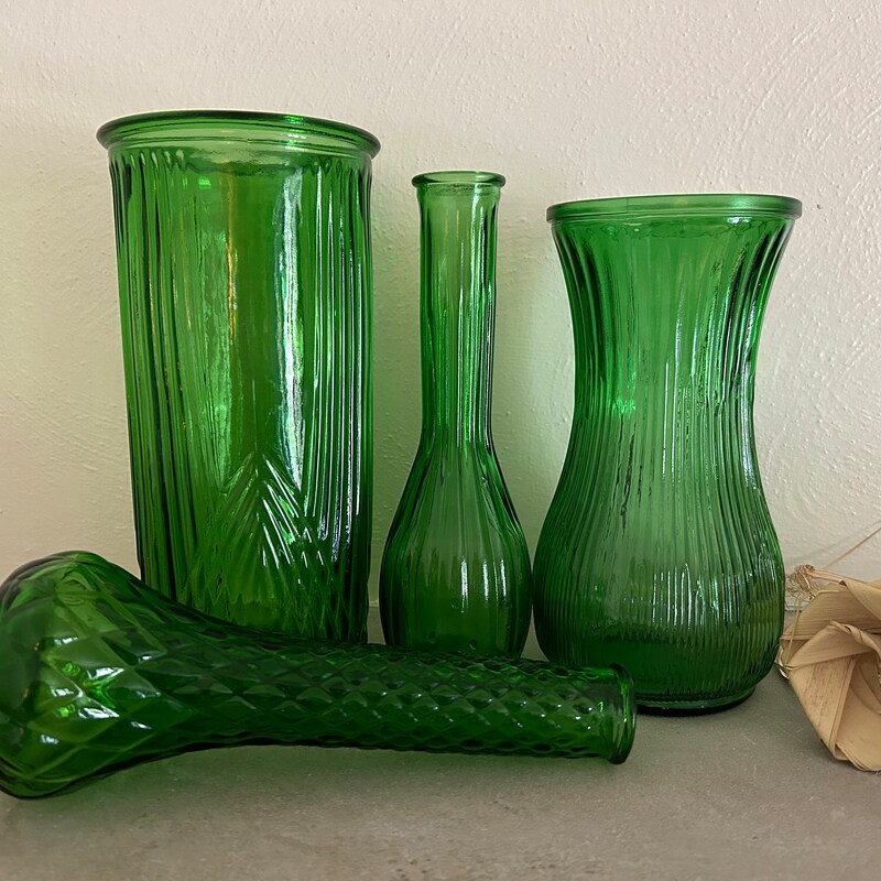 Green Glass Vase - Etsy