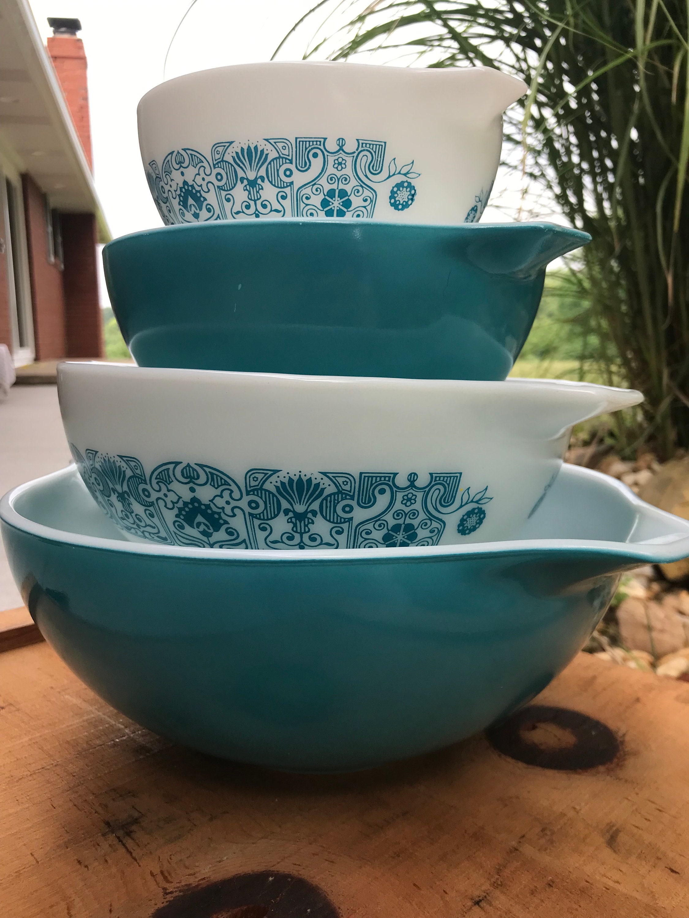 Vintage Pyrex HORIZON BLUE Full Cinderella Bowl Set Country - Etsy