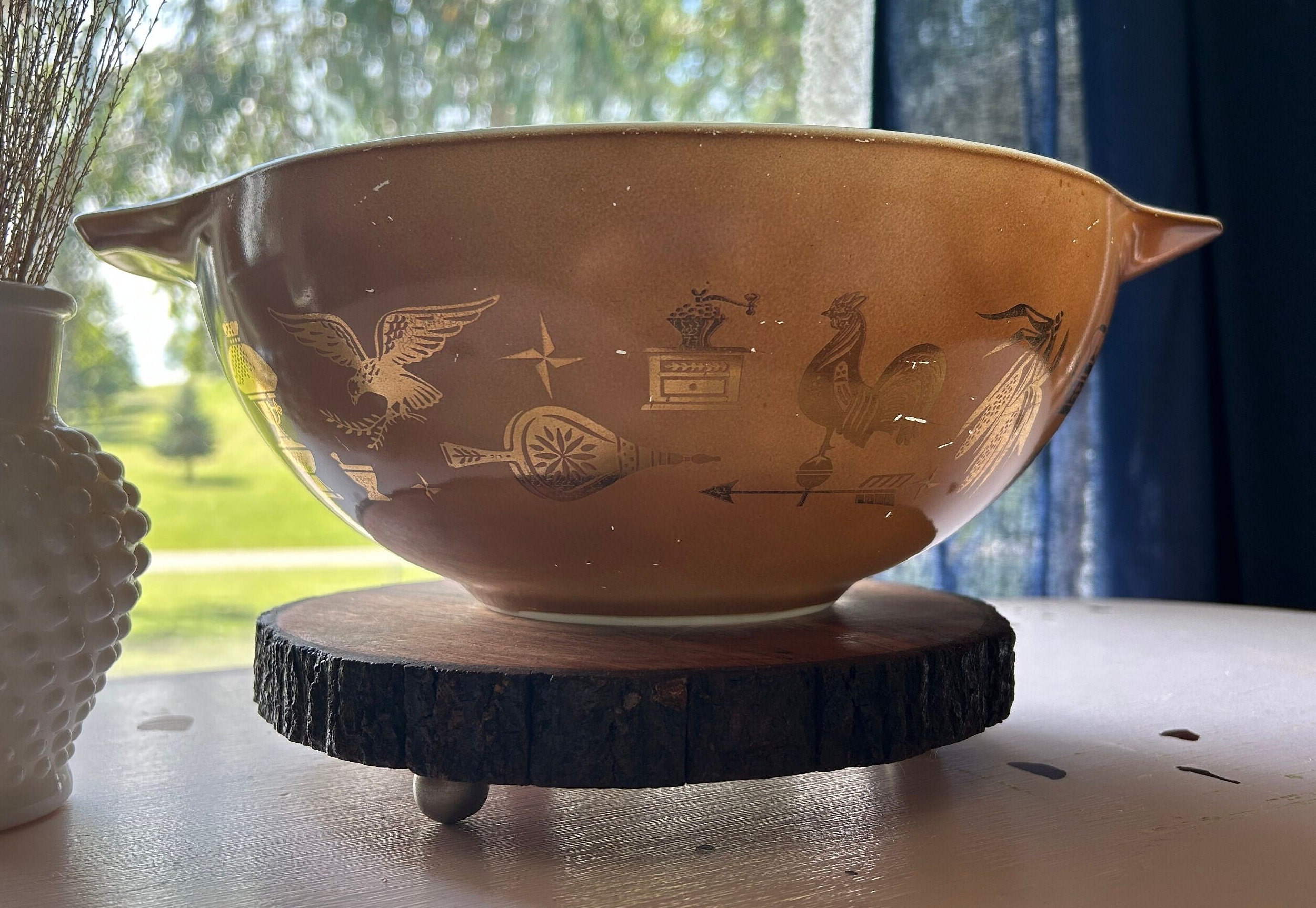 Vintage Pyrex 22K Gold on Brown early American 444 Cinderella Bowl, 4 ...