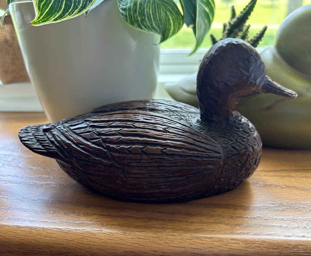 Vintage Red Mill Mfg. USA Hand Crafted Wood Resin Duck With Original ...