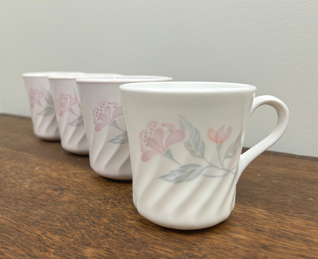 Vintage Corning Ware "pink Trio" Floral Coffee Mugs Set of 4 - Etsy